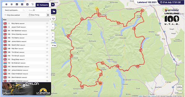 Lakeland 100 2021 | Open Tracking